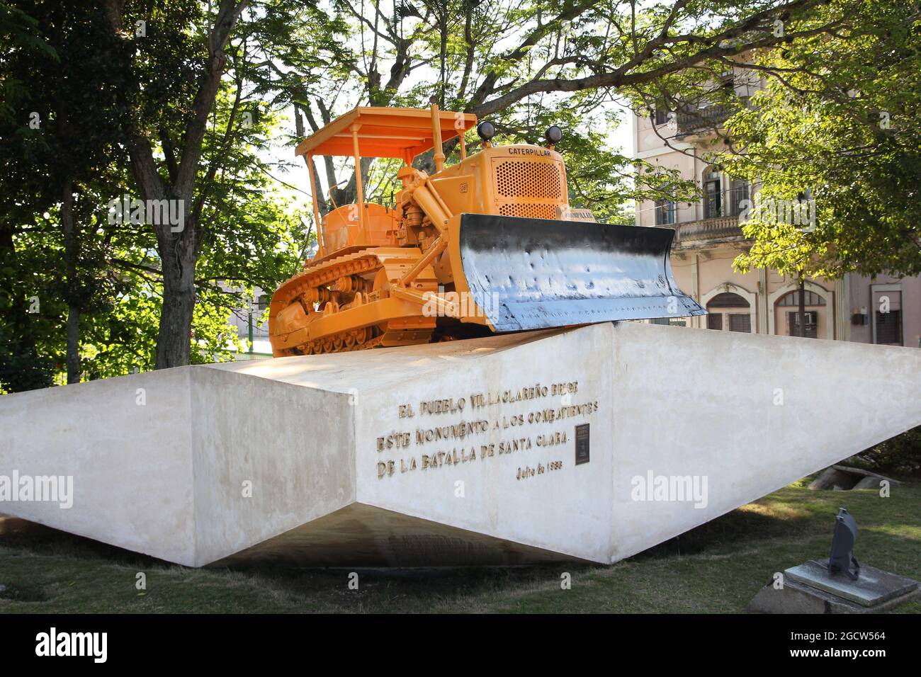 SANTA CLARA, CUBA - FEBRUARY 21, 2011: Monument for the bulldozer ...