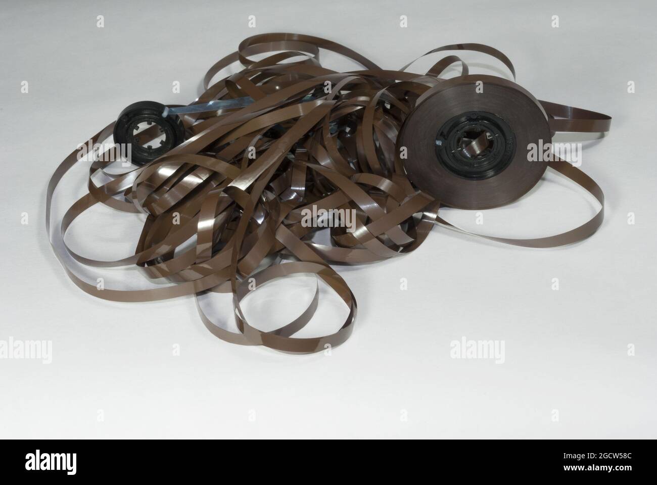Cassette audio tape unrolled, audio cassette Stock Photo - Alamy