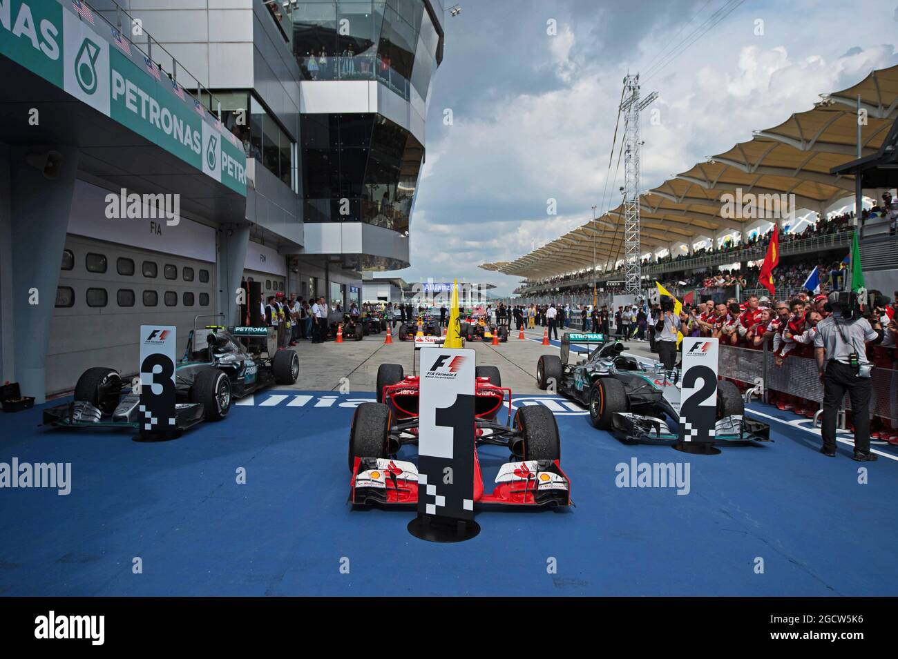 The Ferrari SF15-T of race winner Sebastian Vettel (GER) Ferrari in ...