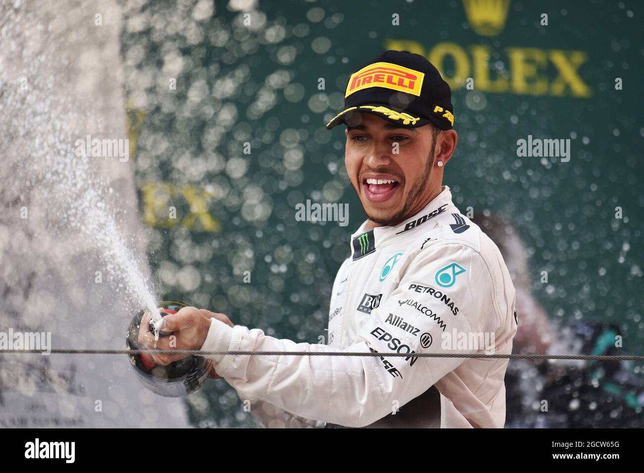 Race winner Lewis Hamilton (GBR) Mercedes AMG F1 celebrates with the ...
