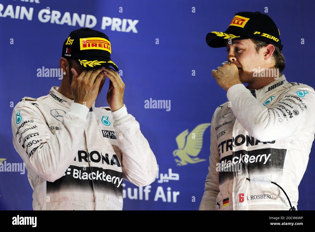 Hamilton and rosberg podium bahrain hi-res stock photography and images ...