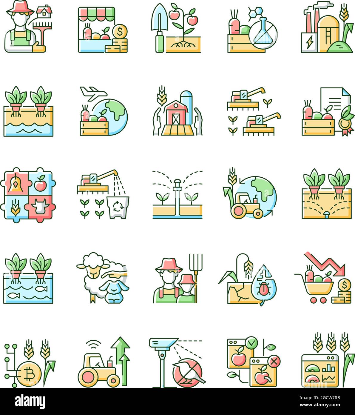 Agriculture related RGB color icons set Stock Vector Image & Art - Alamy
