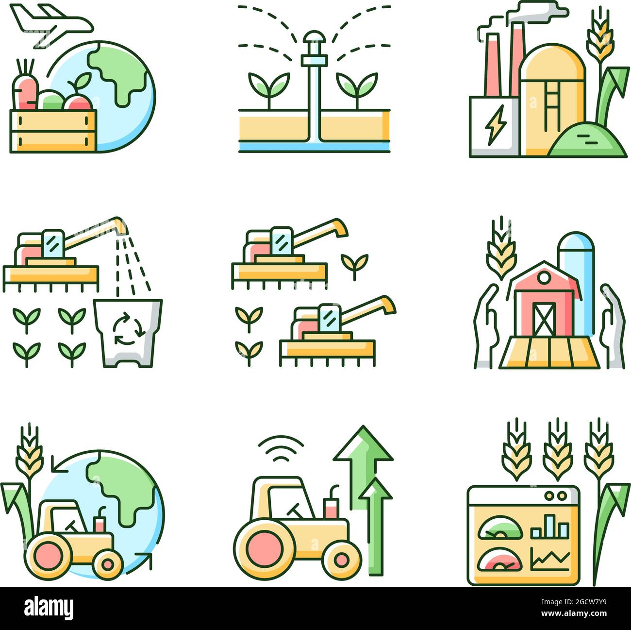 Agricultural business RGB color icons set Stock Vector Image & Art - Alamy