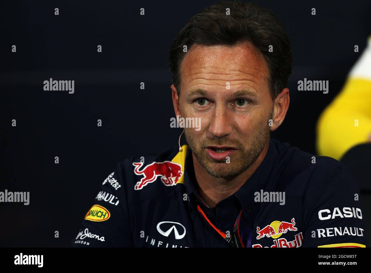 Christian Horner (GBR) Red Bull Racing Team Principal in the FIA Press Conference. Monaco Grand ...