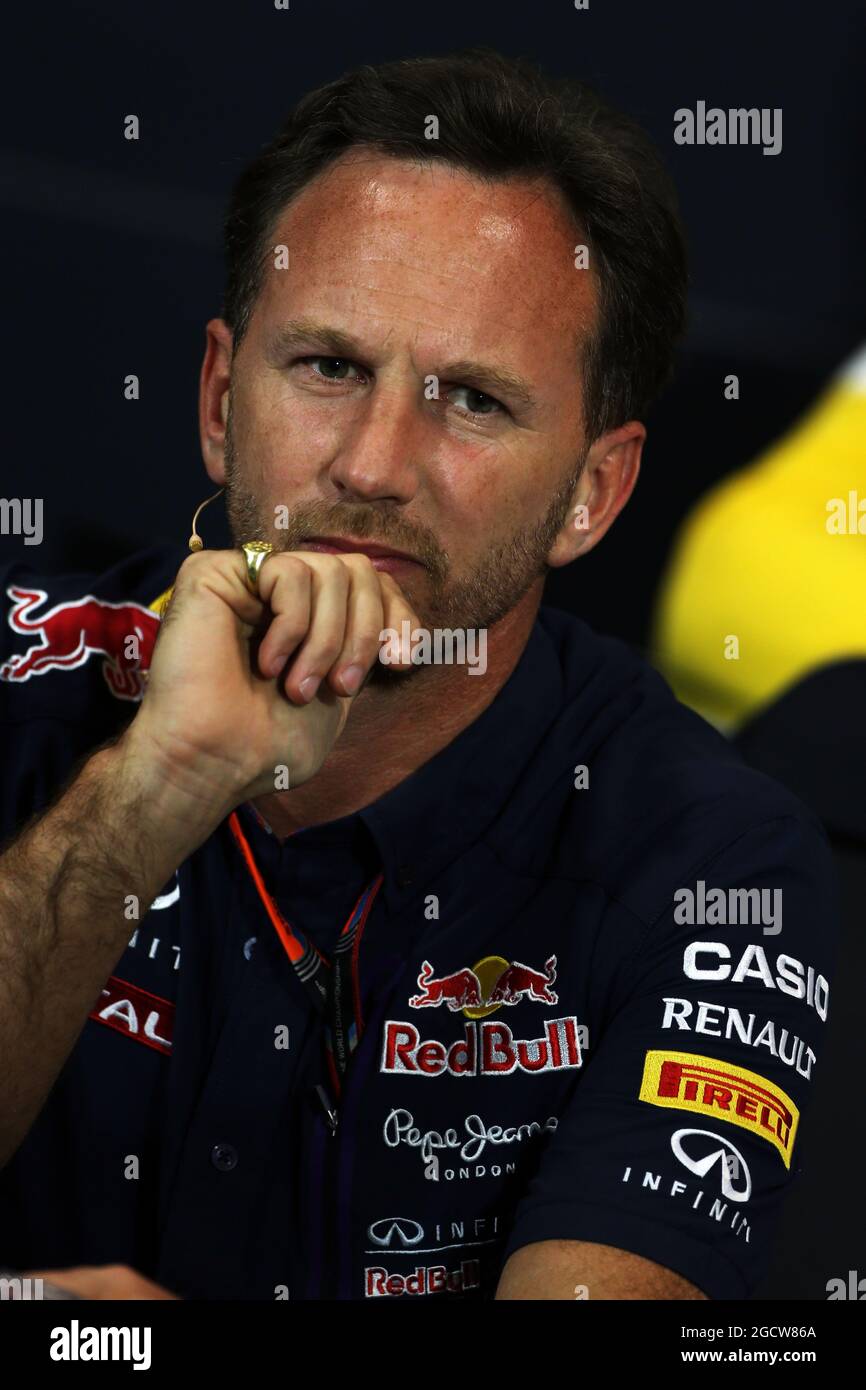 Christian Horner (GBR) Red Bull Racing Team Principal in the FIA Press Conference. Monaco Grand ...