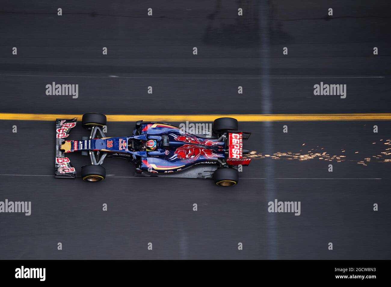 Max Verstappen (NLD) Scuderia Toro Rosso STR10 sends sparks flying ...