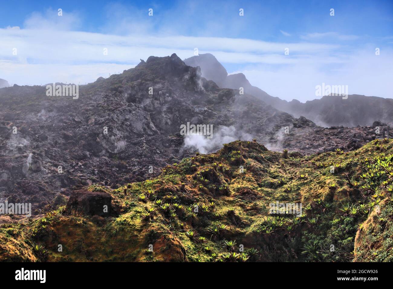 Volcano La Soufriere in Guadeloupe. Natural landmark active volcano ...
