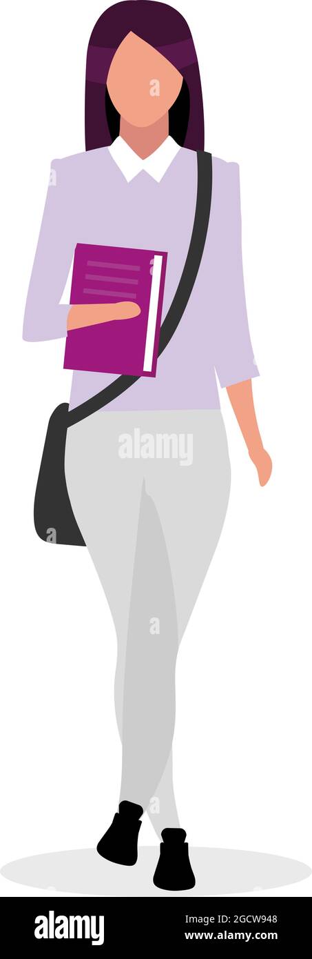 Diligent student girl semi flat color vector character Stock Vector ...
