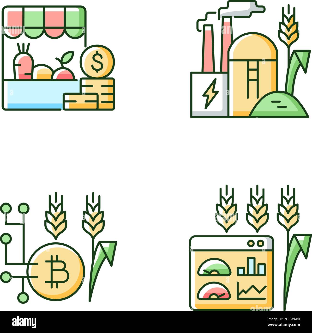 Agricultural innovations RGB color icons set Stock Vector Image & Art ...