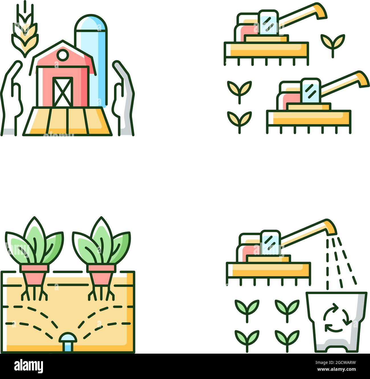 Agriculture and farming RGB color icons set Stock Vector Image & Art ...