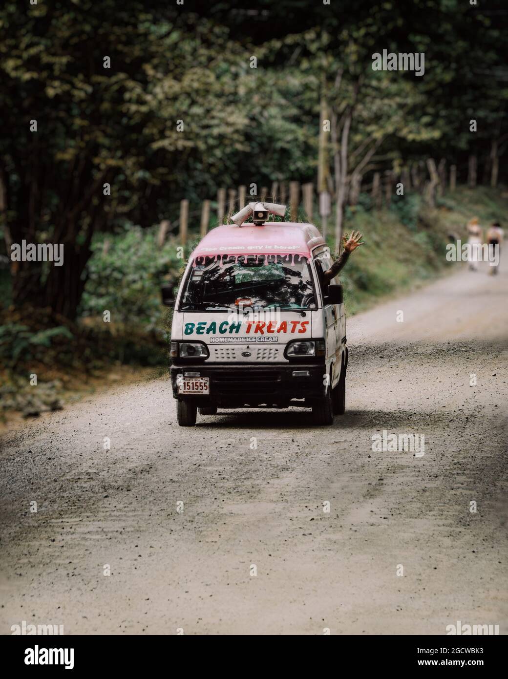 PLAYA NEGRA, COSTA RICA - Jun 04, 2021: A local Ice cream truck beach ...