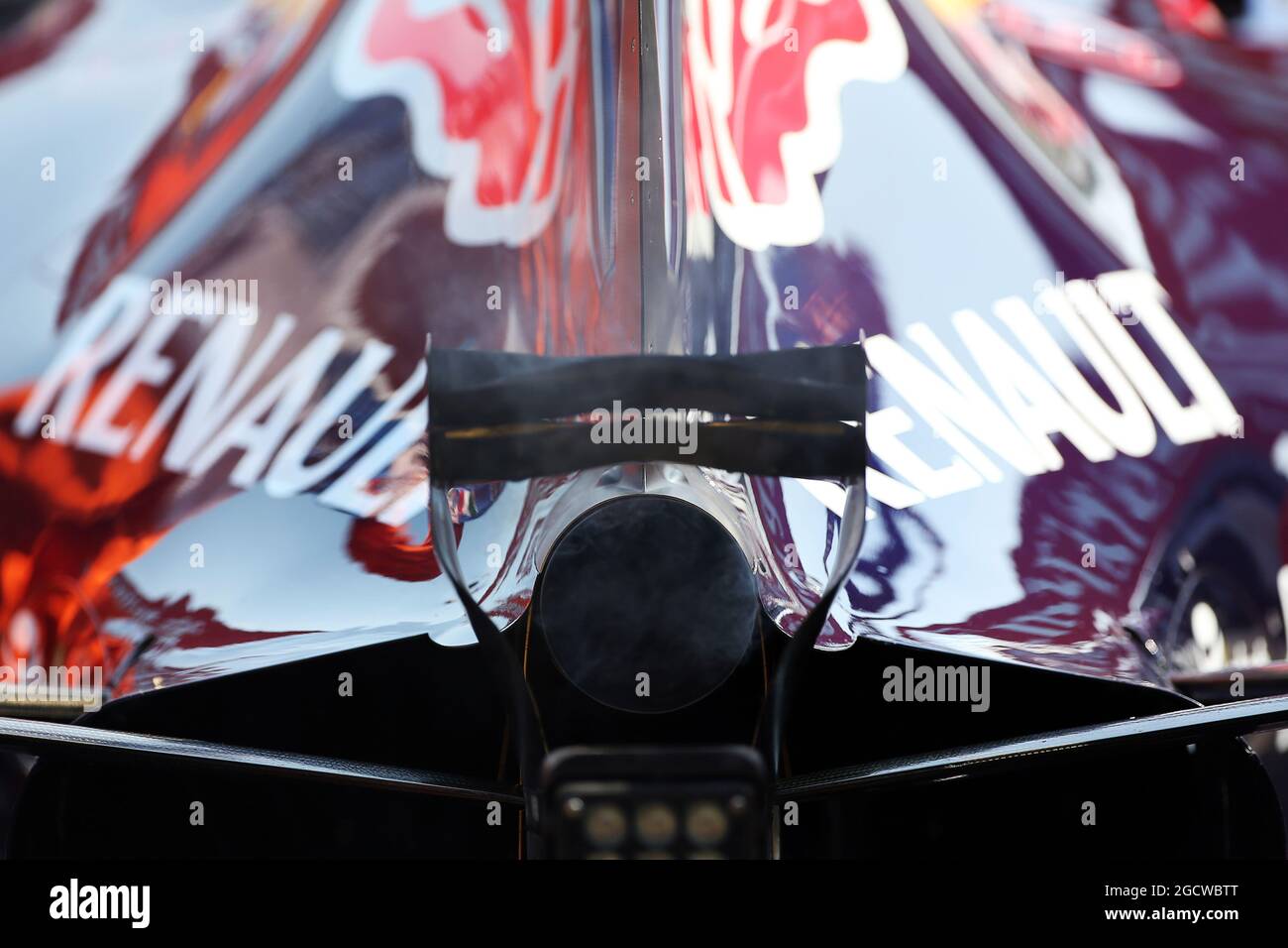 The smoking red bull racing rb11 of daniel ricciardo hi-res stock ...