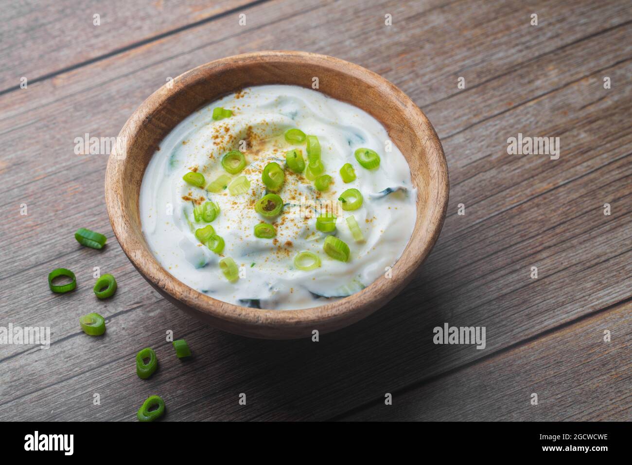 Traditional Indian Raita with cucumber, greek yoghurt and coriander ...