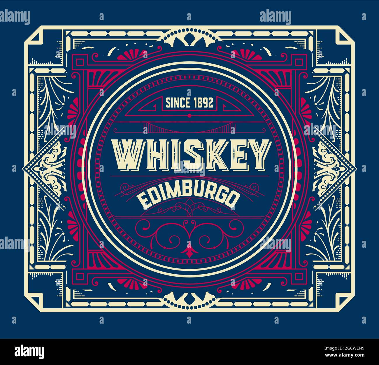 Whiskey label with old frames Stock Vector Image & Art - Alamy