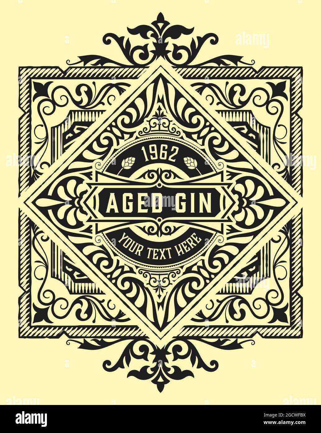 Vintage Label with Gin design Stock Vector Image & Art - Alamy