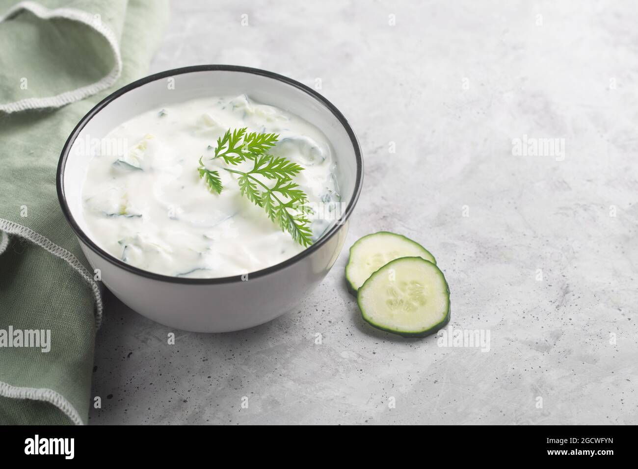 Traditional Indian Raita with cucumber, yoghurt and spices, with copy ...