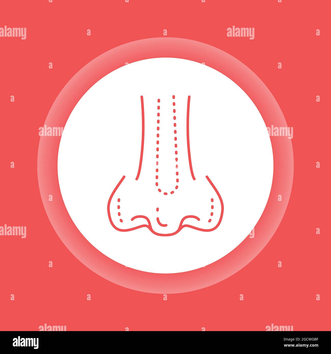 Rhinoplasty color button icon. Nose shape change plastic surgery Stock ...