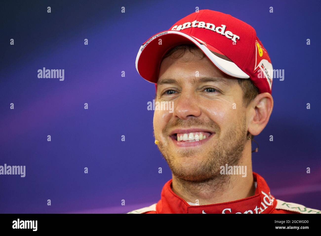 Sebastian Vettel (GER) Ferrari in the FIA Press Conference. United ...