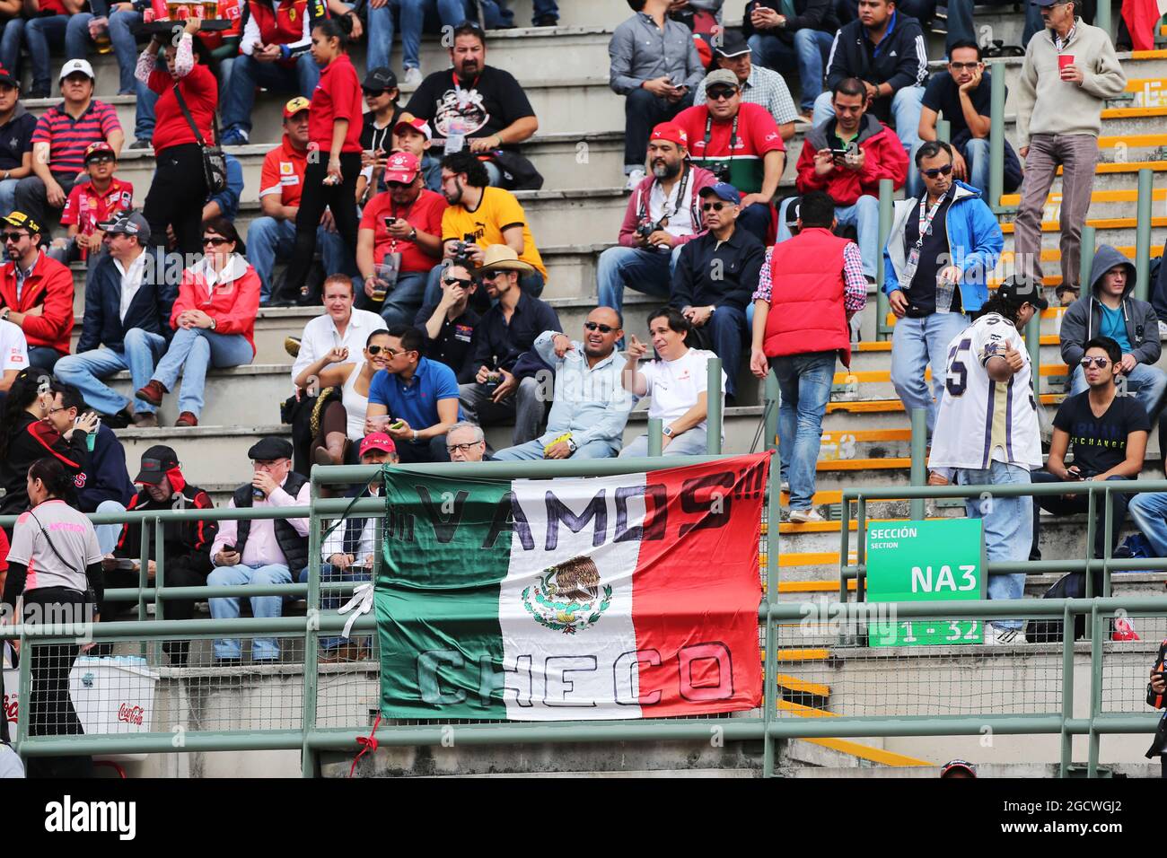 Fans in the grandstand and a Mexican flag. Mexican Grand Prix, Friday ...