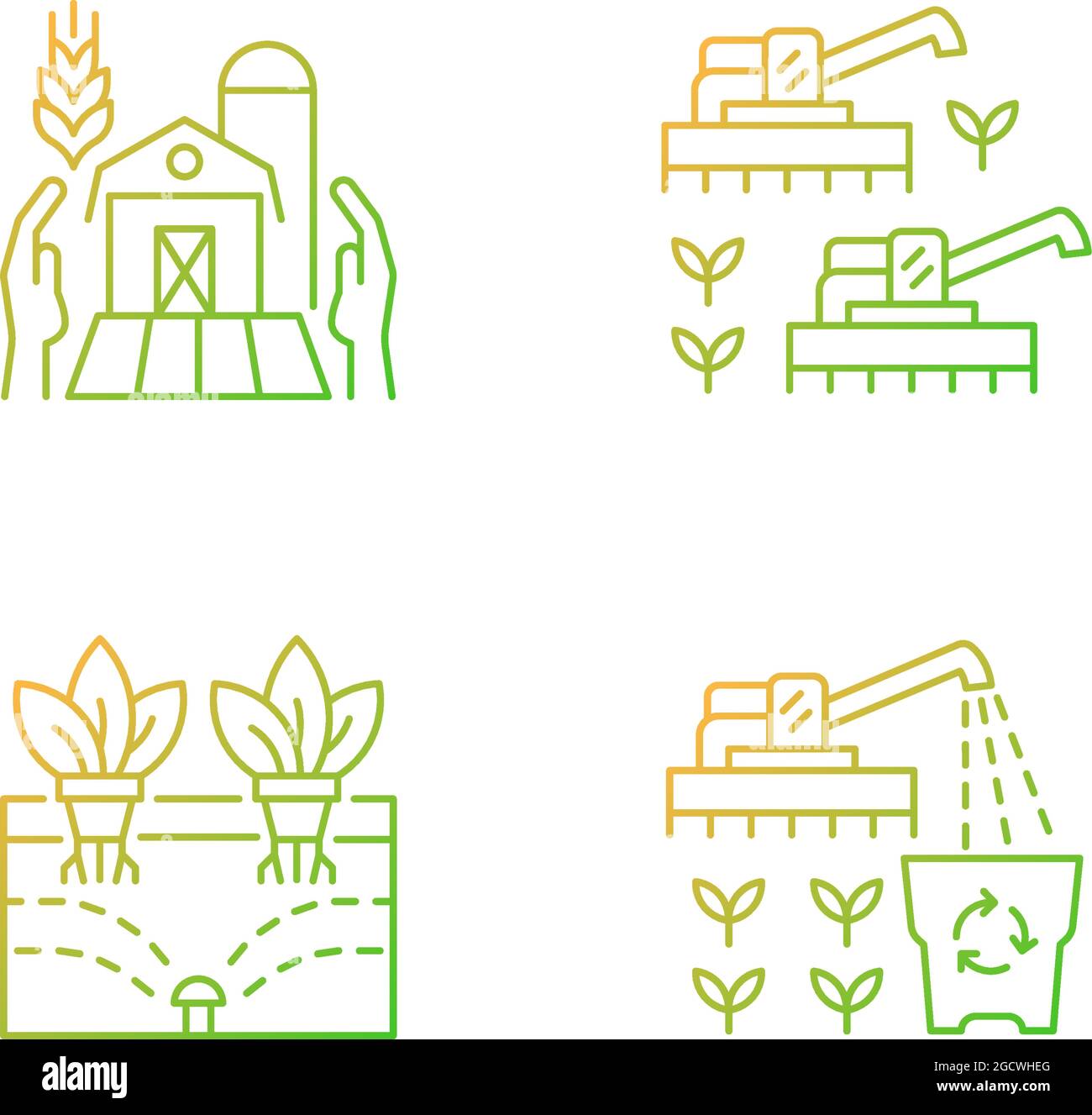 Agriculture and farming gradient linear vector icons set Stock Vector ...