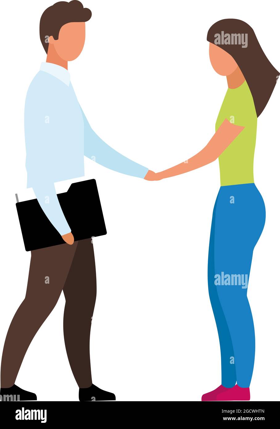 Hr manager hires girl for job semi flat color vector characters Stock ...