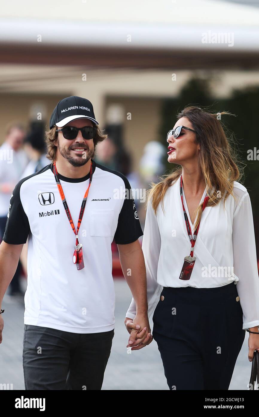 Fernando Alonso Esp Mclaren With His Girlfriend Lara Alvarez Esp