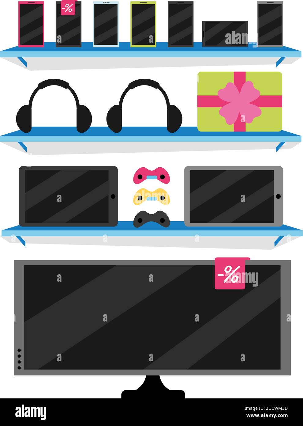 Electronics store semi flat color vector object Stock Vector Image ...