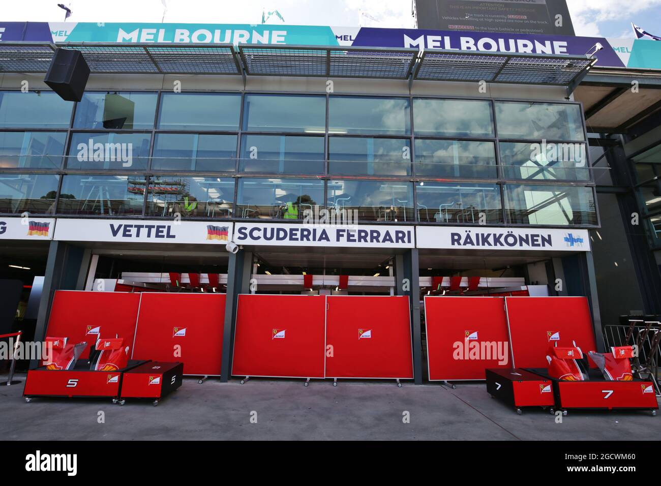 Ferrari pit garages. Australian Grand Prix, Wednesday 16th March 2016 ...