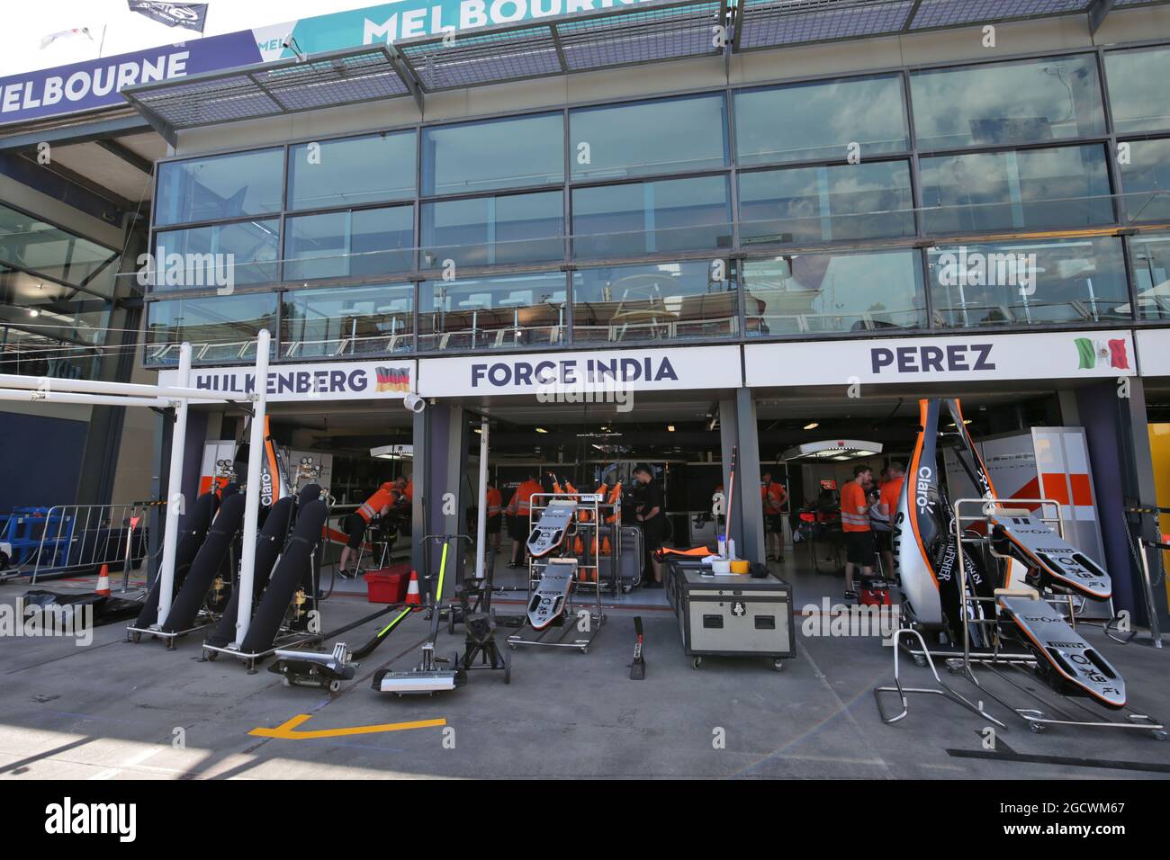 Sahara force india f1 team pit garages hi-res stock photography and ...