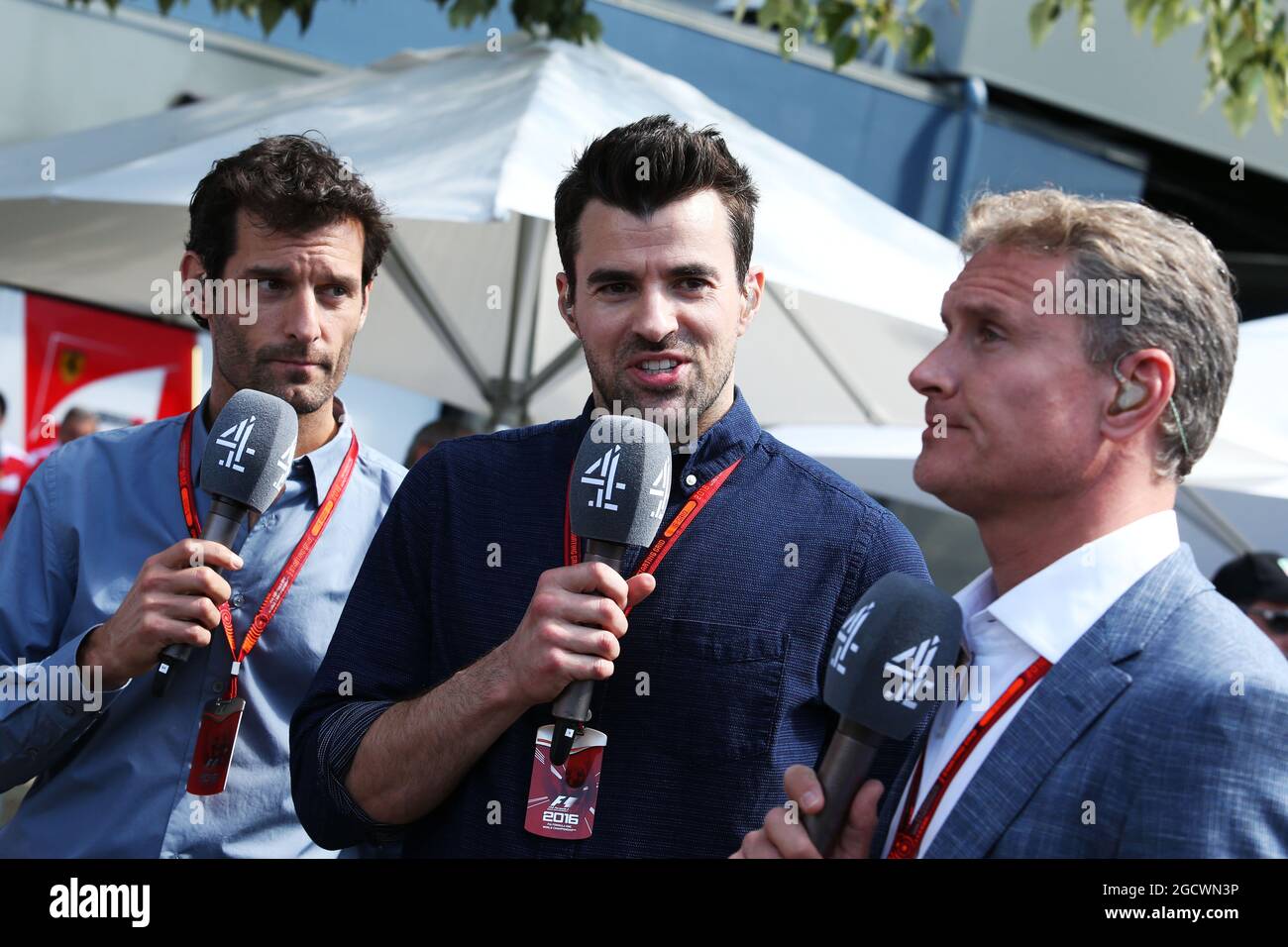 (L to R): Mark Webber (AUS) Porsche Team WEC Driver / Channel 4 ...
