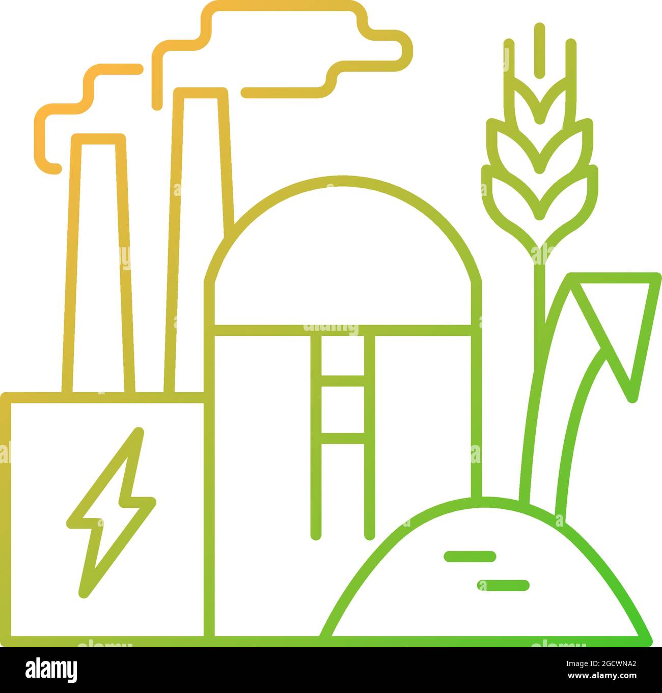 Production of biomass energy gradient linear vector icon Stock Vector ...