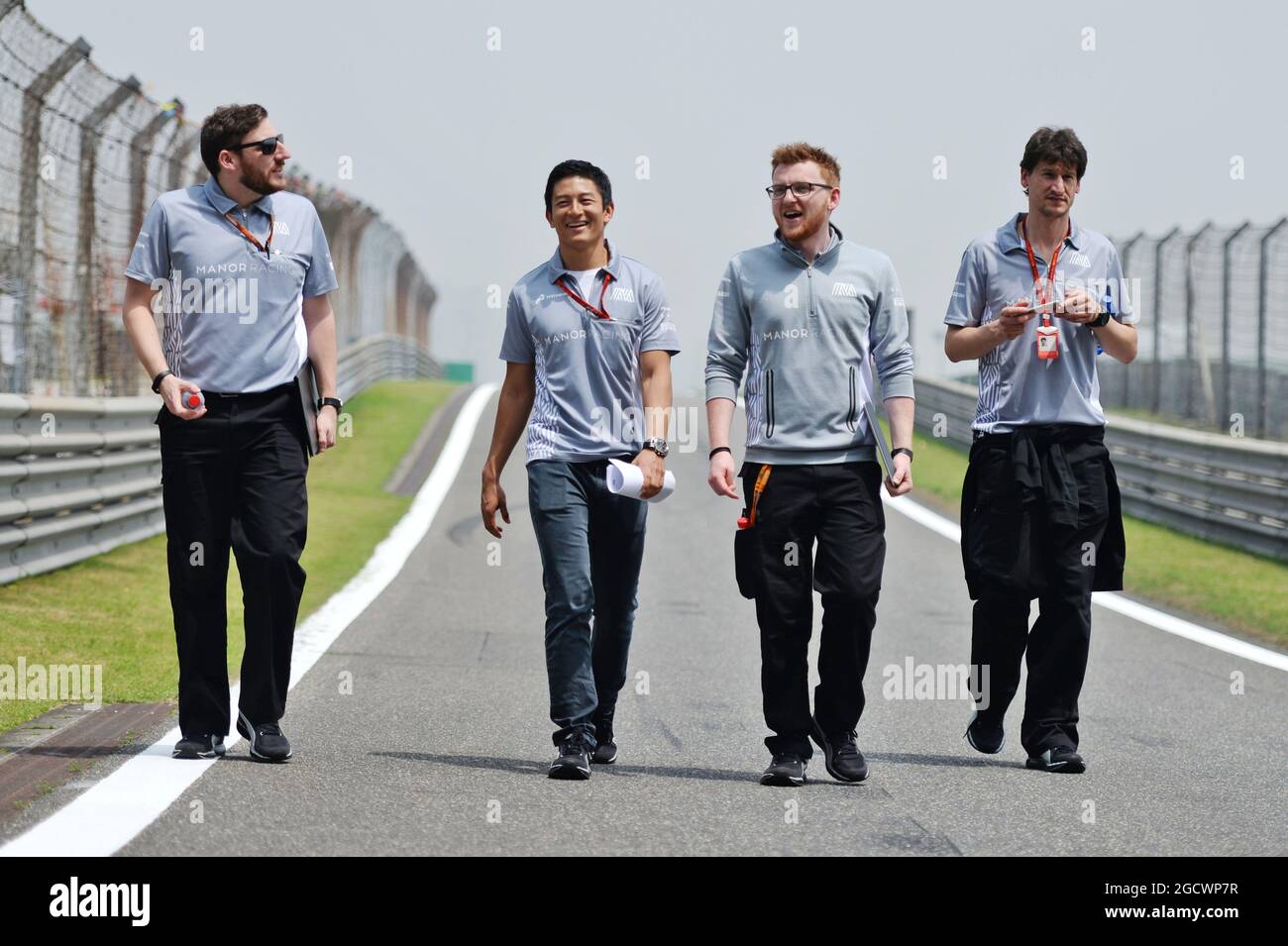 Rio Haryanto (IDN) Manor Racing walks the circuit with the team ...