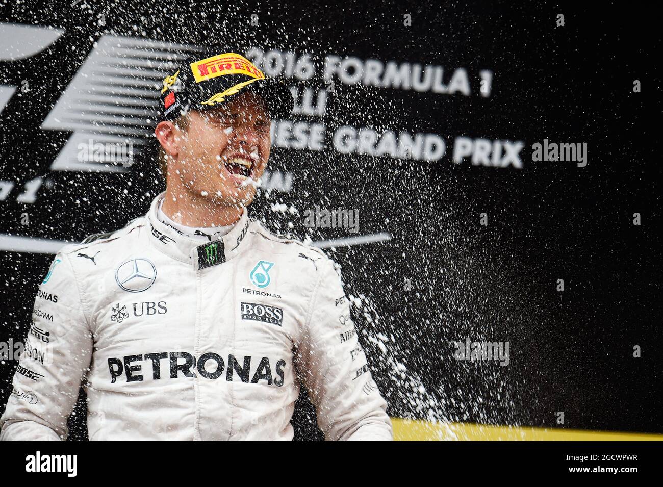 Race winner Nico Rosberg (GER) Mercedes AMG F1 W07 Hybrid celebrates on ...