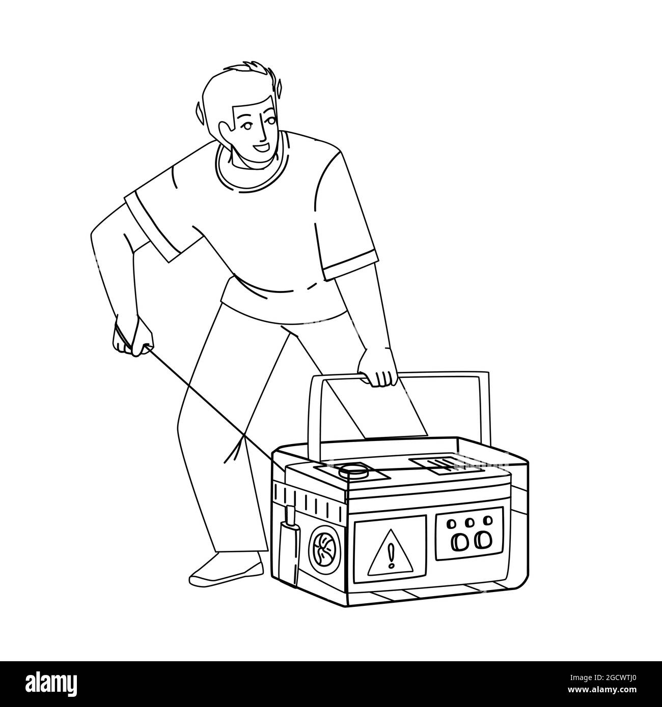 Generator Equipment Starting Young Man Vector Stock Vector Image & Art ...