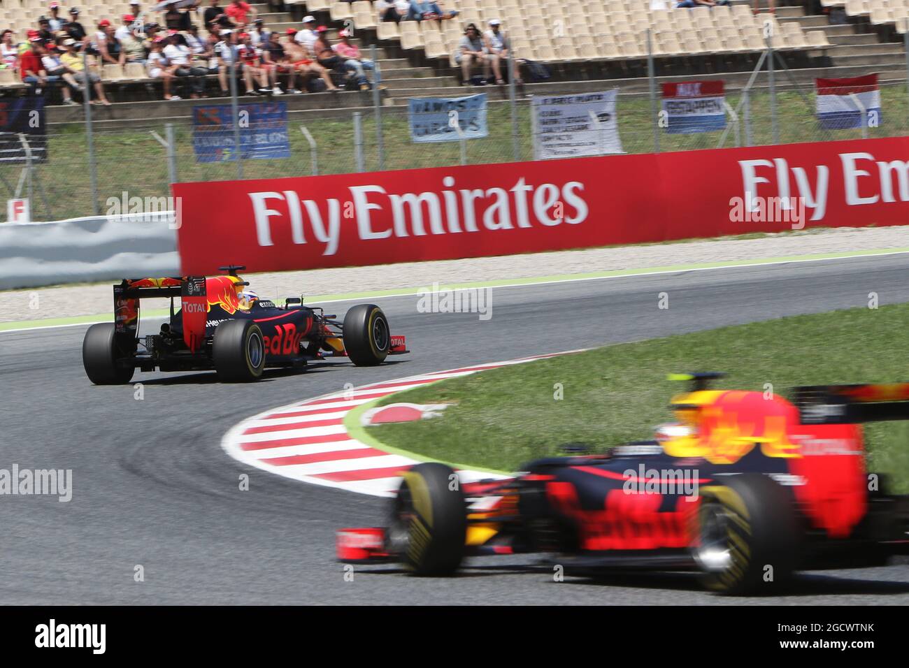 Red bull racing rb12 leads team mate max verstappen hi-res stock ...