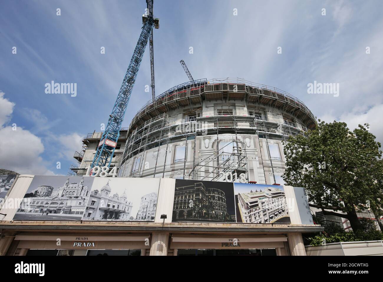 The Prada store and building construction. Monaco Grand Prix, Wednesday ...