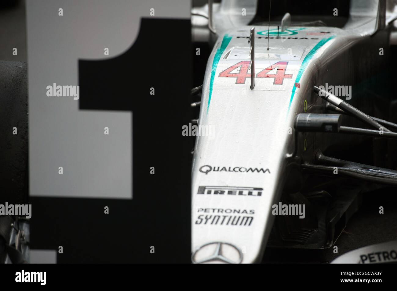 The Mercedes AMG F1 W07 Hybrid of race winner Lewis Hamilton (GBR ...