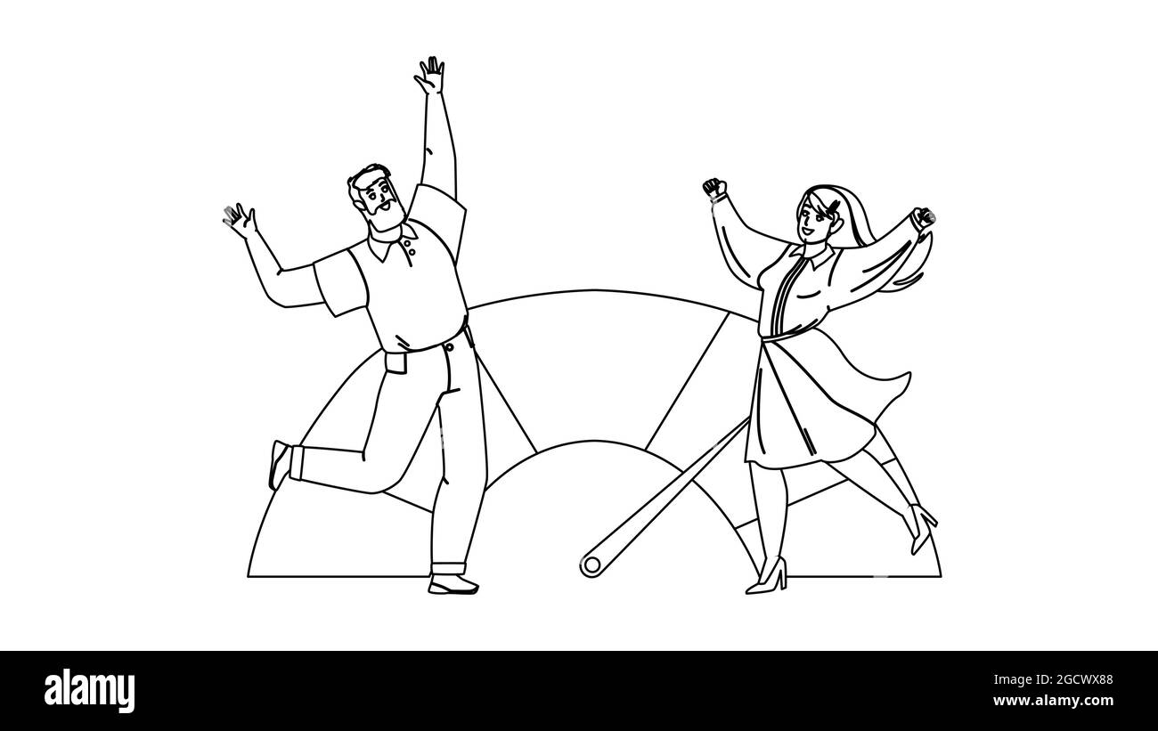 Good Credit Score Celebrate Man And Woman Vector Stock Vector Image ...