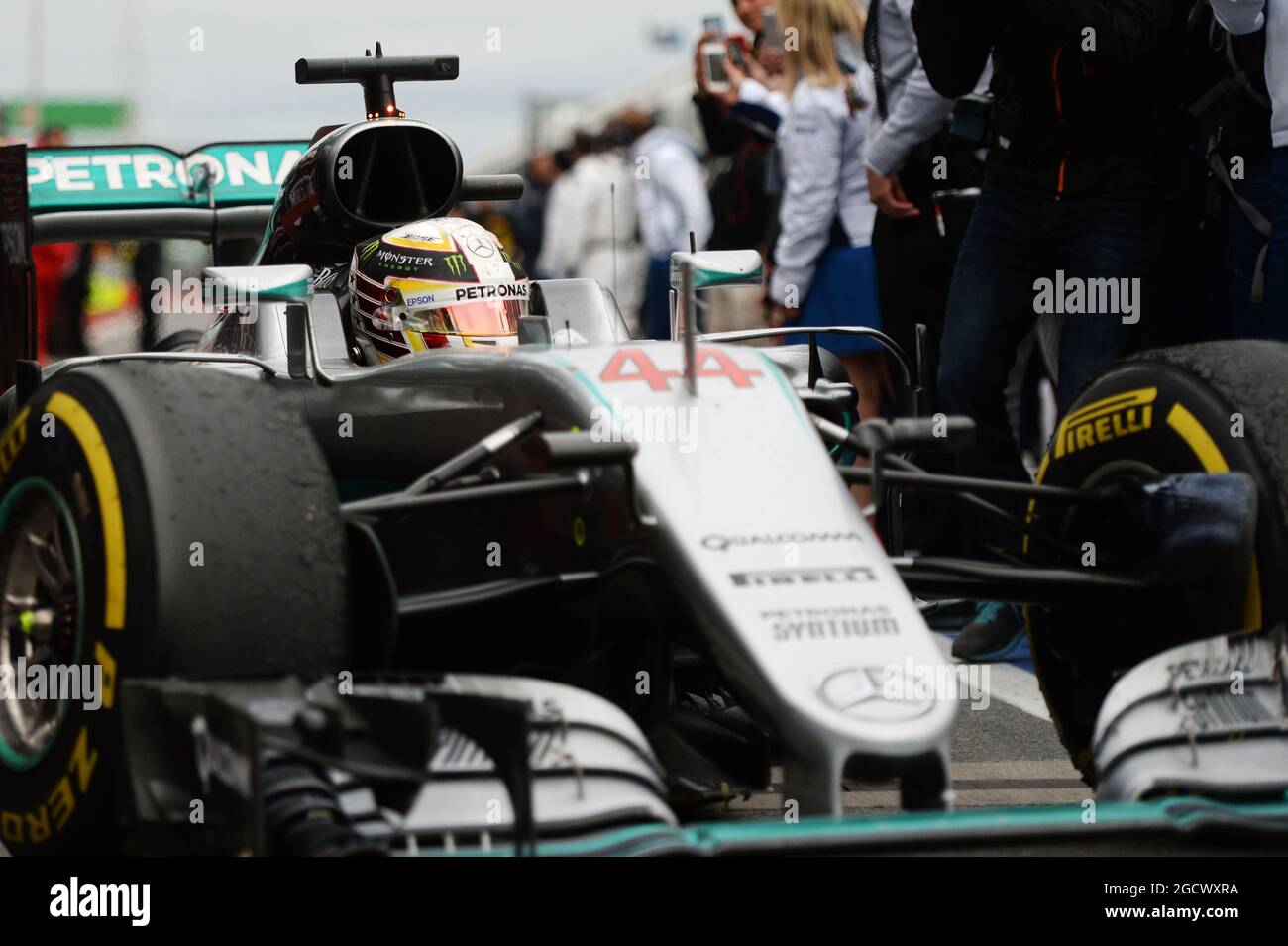 Mercedes amg f1 w07 hybrid enters parc ferme hi-res stock photography ...