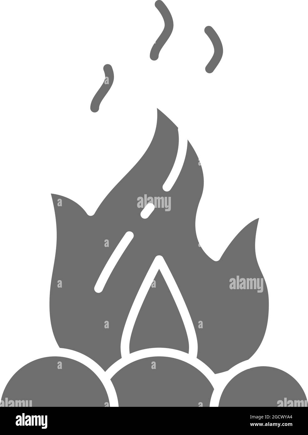 Campfire, fire, bonfire grey icon. Isolated on white background Stock ...