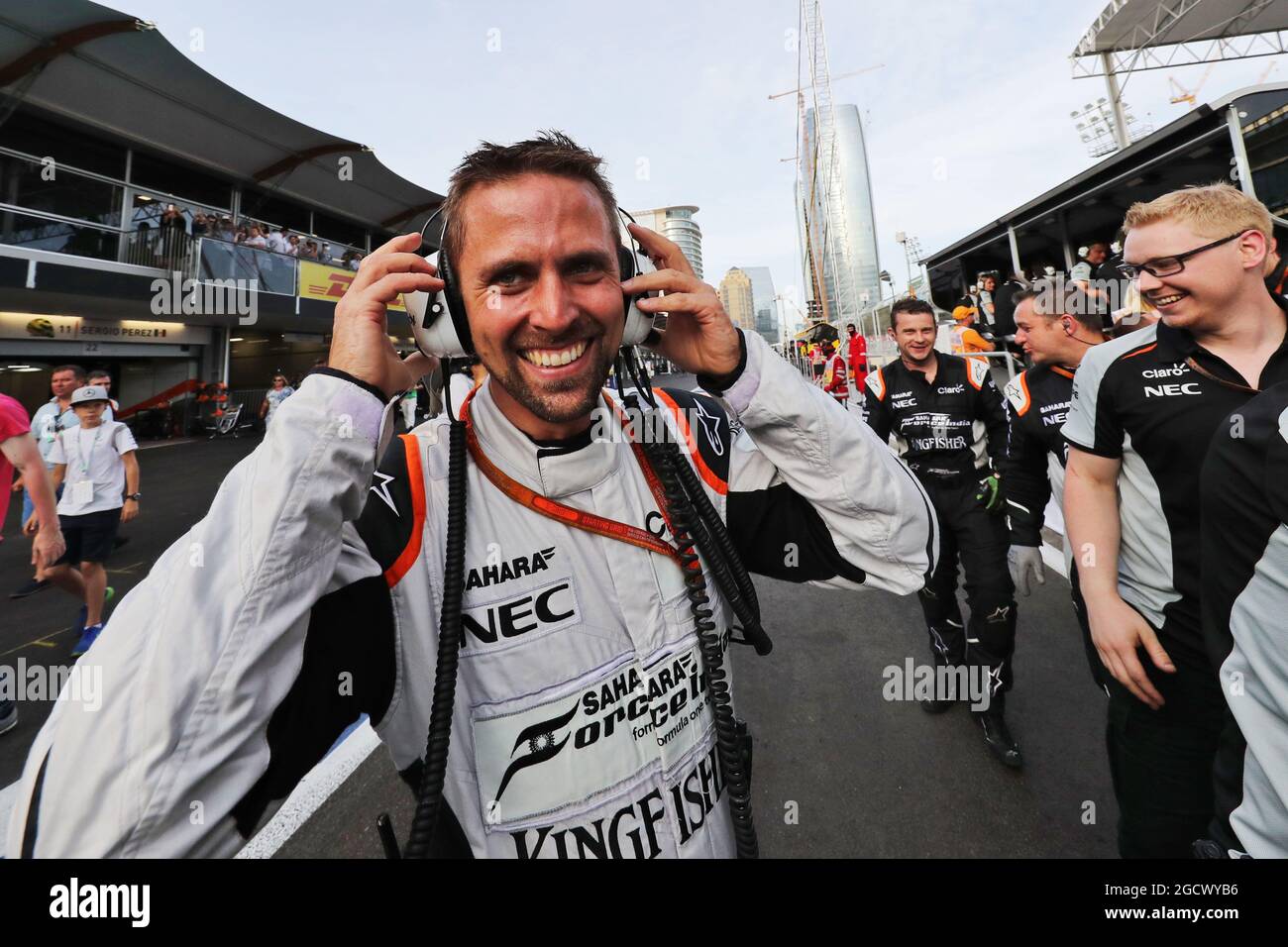 Force india f1 team celebrates third position for sergio perez hi-res ...