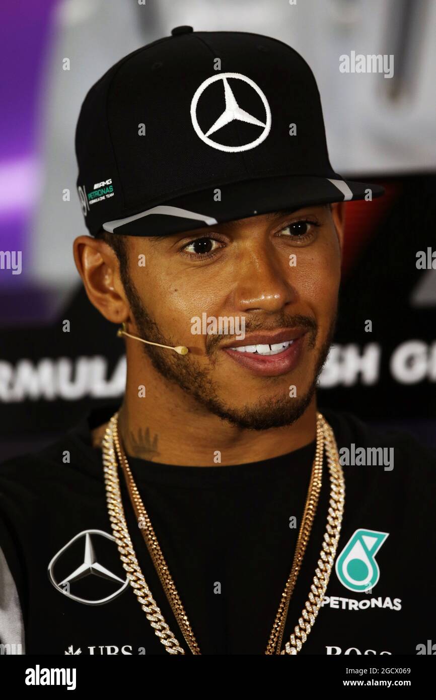 Lewis Hamilton (GBR) Mercedes AMG F1 in the FIA Press Conference ...