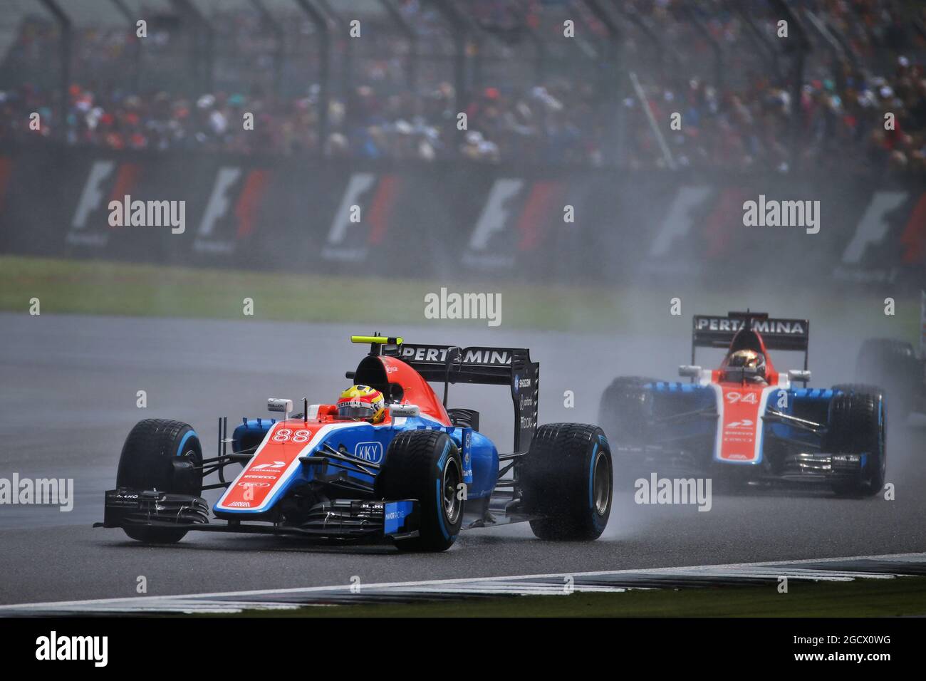 Rio Haryanto (IDN) Manor Racing MRT05 leads team mate Pascal Wehrlein ...