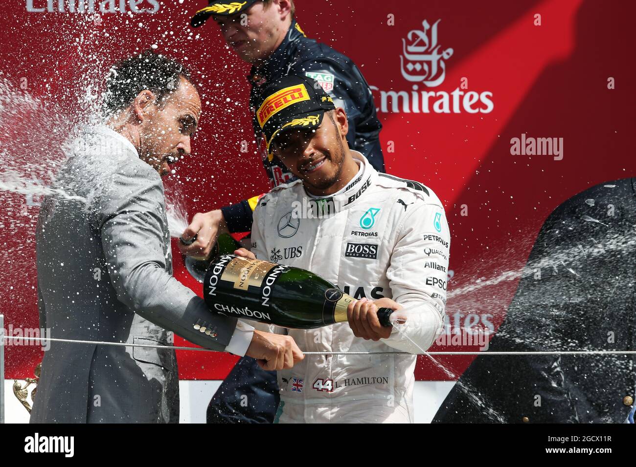 Race winner Lewis Hamilton (GBR) Mercedes AMG F1 celebrates with the ...