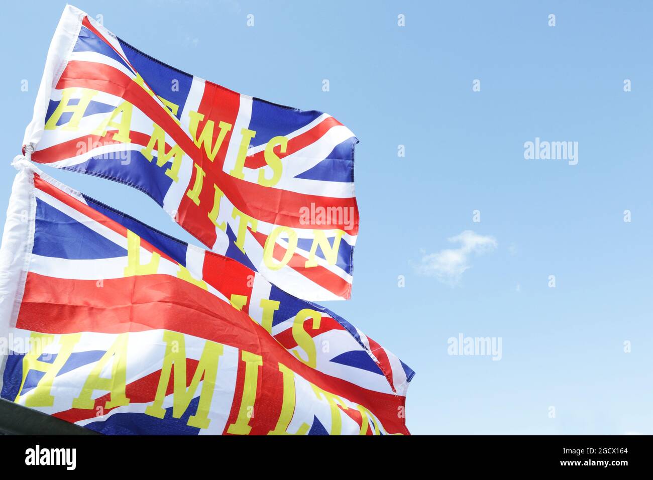 Flags for Lewis Hamilton (GBR) Mercedes AMG F1. British Grand Prix ...