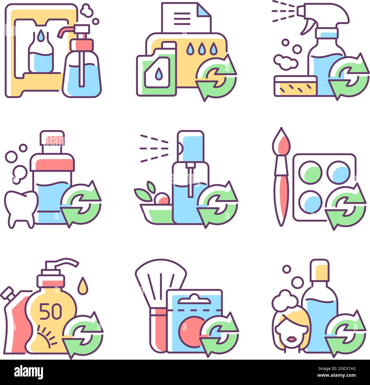 Reusable skincare Stock Vector Images - Alamy