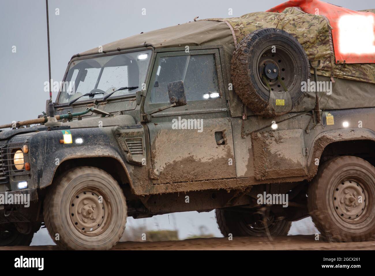 British Army Land Rover Defender light utility vehicle on exercise ...