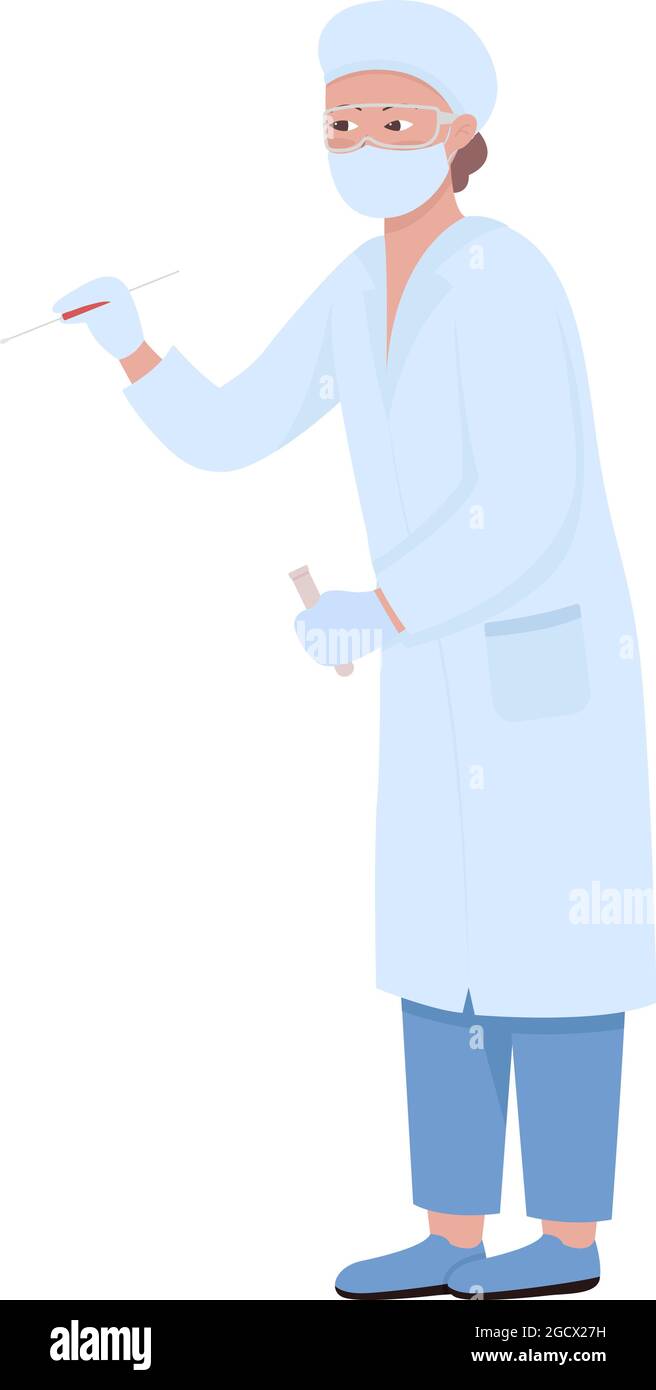Lab worker takes blood sample semi flat color vector character Stock ...