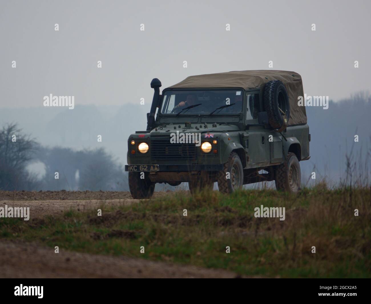 British Army Land Rover Defender light utility vehicle on exercise ...