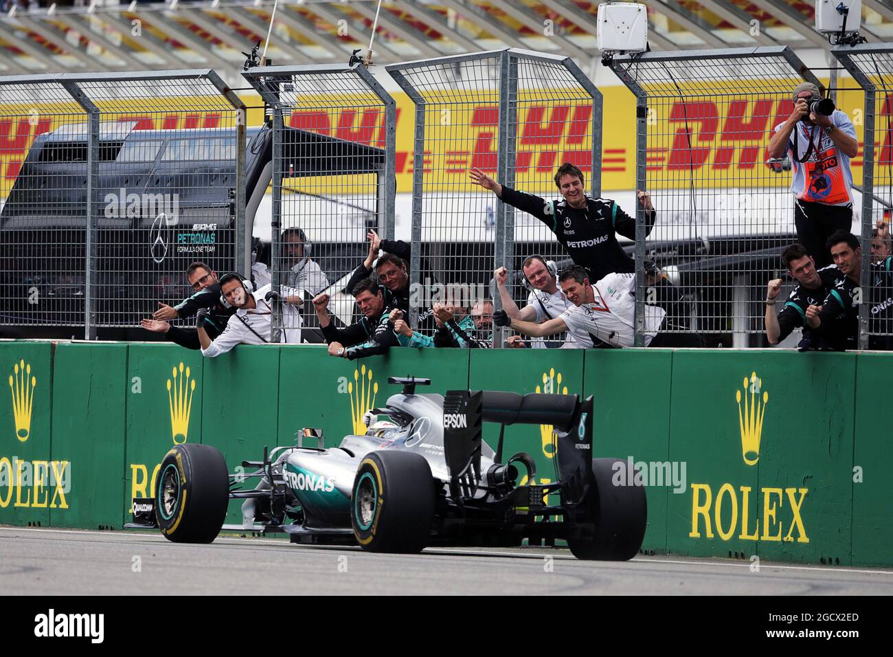 Mercedes amg f1 w07 hybrid celebrates at end of race hi-res stock ...